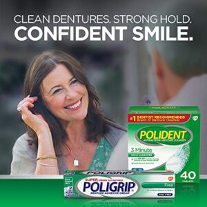 Polident 3 Minute Denture Cleanser Tablets, 40 Count, Pack of 2