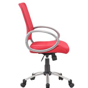 Boss Office Products Mesh Back Task Chair with Pewter Finish in Red