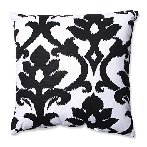 Pillow Perfect Paisley Outdoor/Indoor Throw Pillow Plush Fill, Weather, and Fade Resistant, Throw - 18.5" x 18.5" Black/White Azzure,