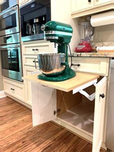 wood technology kitchen appliance lift, white, with self-locking spring mechanism for heavy appliance storage and space savings