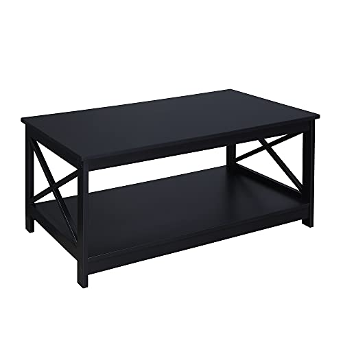 Convenience Concepts Oxford Coffee Table with Shelf, Black