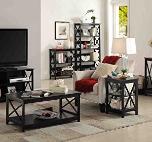 Convenience Concepts Oxford Coffee Table with Shelf, Black