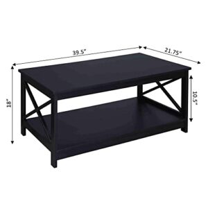 Convenience Concepts Oxford Coffee Table with Shelf, Black