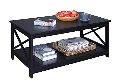 Convenience Concepts Oxford Coffee Table with Shelf, Black