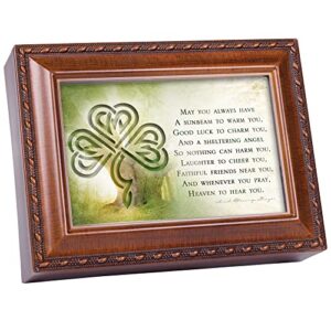 cottage garden irish prayer always have shelter woodgrain rope trim jewelry music box plays irish lullaby