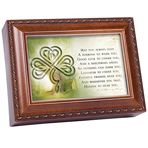 Cottage Garden Irish Prayer Always Have Shelter Woodgrain Rope Trim Jewelry Music Box Plays Irish Lullaby