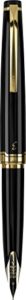 pilot e95s fountain pen, black barrel with gold accents, fine nib, blue ink (60837)