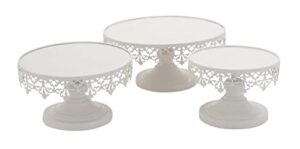 deco 79 vintage metal round cake stand, set of 3 13", 10", 9"w, white