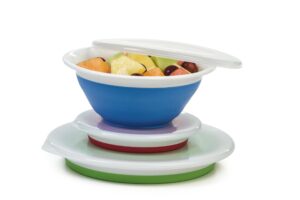 progressive prepworks thinstore collapsible prep/storage bowls with lids - set of 3,multicolored