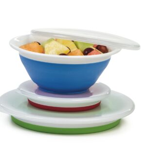 Progressive Prepworks Thinstore Collapsible Prep/Storage Bowls with Lids - Set of 3,Multicolored