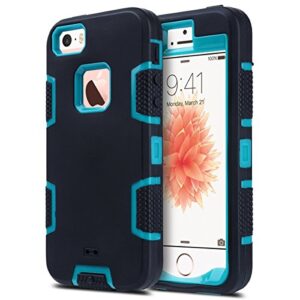 ulak iphone 5s case, iphone 5 case,iphone se case, knox armor heavy duty shockproof sport rugged drop resistant dustproof protective case cover for apple iphone 5 5s se -blue+black