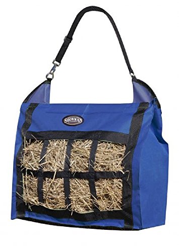 Showman Nylon Slow Feed Hay Tote Bag Heavy Duty and Durable Easy To Fill and Carry (Royal Blue)