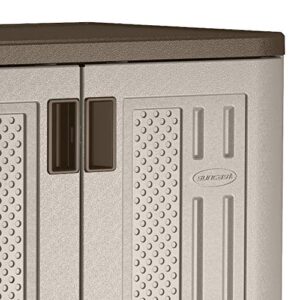 Suncast Base Resin Construction Storage-36 Garage Organizer with Shelving Holds up to 75 lbs. -Platinum Doors & Slate Top Storage Cabinet, Silver