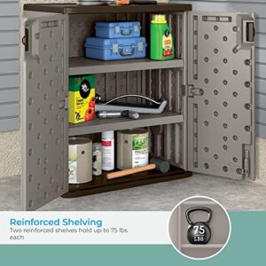 Suncast Base Resin Construction Storage-36 Garage Organizer with Shelving Holds up to 75 lbs. -Platinum Doors & Slate Top Storage Cabinet, Silver