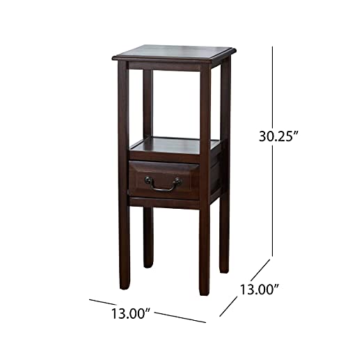 Christopher Knight Home Rivera Acacia Wood Accent Table, Brown Mahogany 13 in. x 13 in. x 30 in.