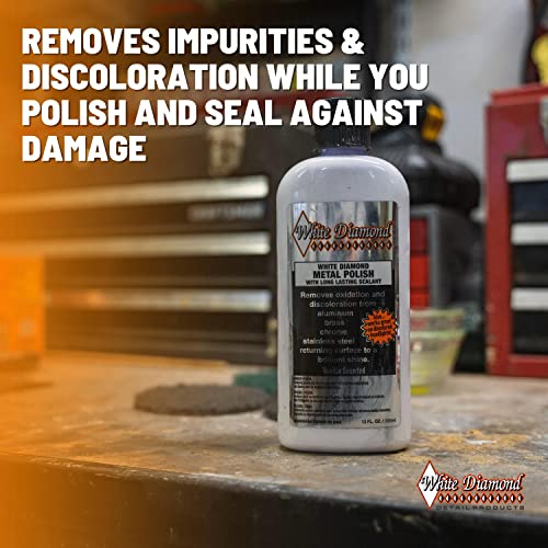 Schultz Laboratories Metal Polish with Long Lasting Sealant, 12 fl oz is a Cleaner, Polisher and protectant All in one. Removes Oxidation and Discoloration from Aluminum, Brass, Chrome and More