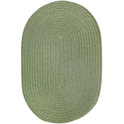 Super Area Rugs Maui Solid Braided Rug Indoor / Outdoor Washable Reversible Carpet, Olive Green, 2' X 3' Oval