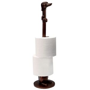 what on earth dachshund paper towel holder - funny toilet paper holder, wiener dog paper towel stand bronze finish, 16"h