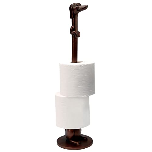 WHAT ON EARTH Dachshund Paper Towel Holder - Funny Toilet Paper Holder, Wiener Dog Paper Towel Stand Bronze Finish, 16"H