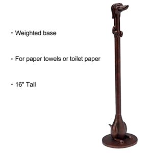 WHAT ON EARTH Dachshund Paper Towel Holder - Funny Toilet Paper Holder, Wiener Dog Paper Towel Stand Bronze Finish, 16"H