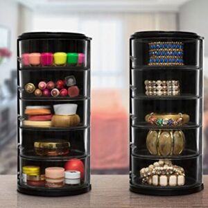 ELYPRO Premium Acrylic Belt Organizer - Sleek, Multi-Functional Storage for Belts, Jewelry, Makeup & Hair Accessories - Transparent, Rotating Drawers, Stackable & Wall-Mountable Design