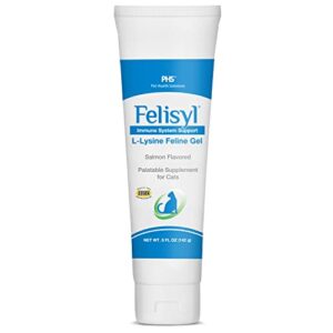 felisyl l-lysine gel for cats - immune system support - supplement support for healthy tissue, respiratory, and vision - salmon-flavored - made in the usa - 5 oz