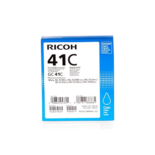 Ricoh 405762 (GC41C) Ink Cartridge Cyan Yield 2,200 Pages in Retail Packaging