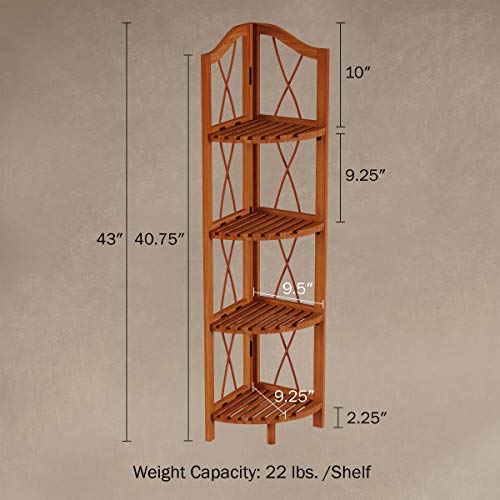 Lavish Home 4-Tier Wood Folding Corner Display Shelf