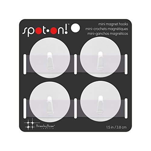 Three By Three Seattle Spot-On! Magnet Hooks, Pack of 4, White (24253)