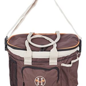 Huntley Equestrian Deluxe Grooming Bag Perfectly Designed Easy Access Multi Pocket Zipper Top Closure Double Handles Shoulder Strap Exterior Pockets - Brown