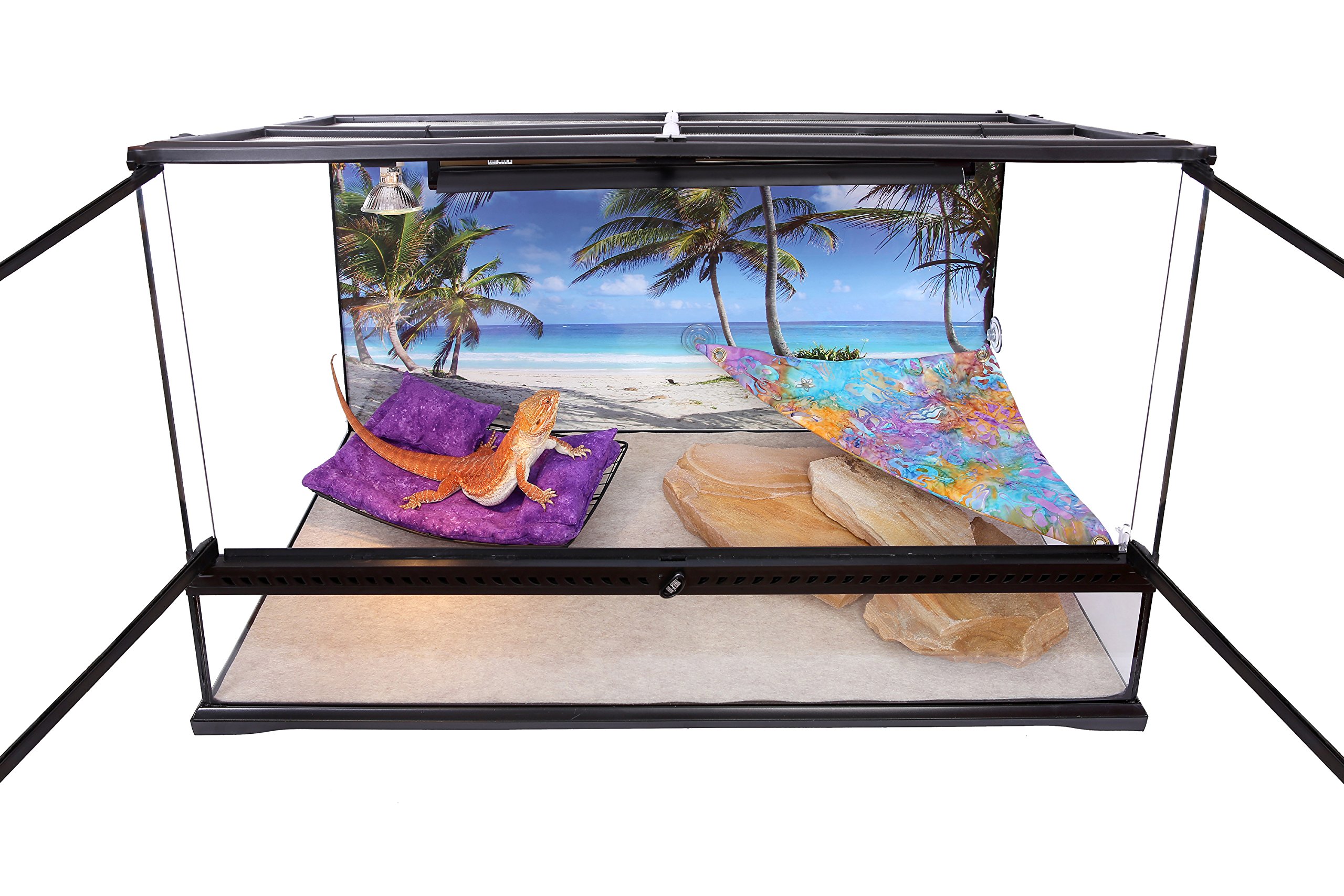 Carolina Custom Cages Reptile Habitat Background, Tropical Beach and Palm Trees, 15.75" x 36"