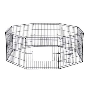 dog exercise pen pet playpens for small dogs - puppy playpen outdoor back or front yard fence cage fencing doggie rabbit cats playpens outside fences with door - metal wire foldable 8-panel 30 sq foot