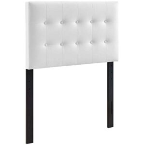 modway emily tufted button faux leather upholstered twin headboard in white