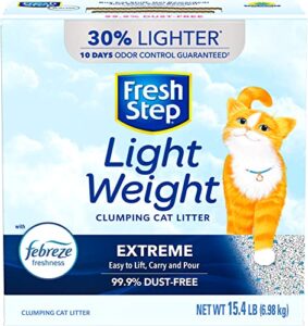 fresh step lightweight clumping cat litter, odor control with febreze, 15.4 lbs