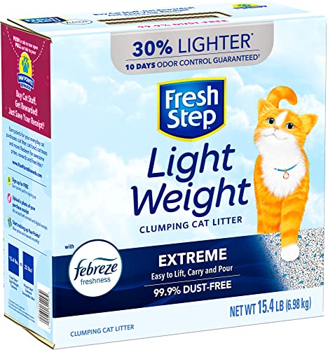 Fresh Step Lightweight Clumping Cat Litter, Odor Control With Febreze, 15.4 lbs