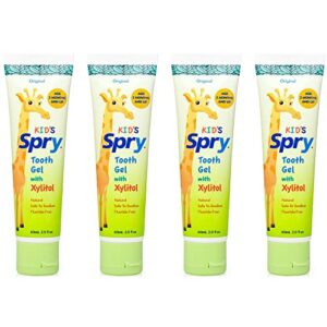 xlear - spry kid's tooth gel with xylitol, original flavor 2 oz tube,pk of 4