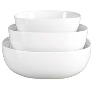 denmark white porcelain chip resistant scratch resistant commercial grade serveware, 3 piece serving bowl set