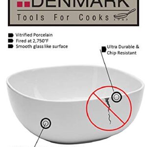 Denmark White Porcelain Chip Resistant Scratch Resistant Commercial Grade Serveware, 3 Piece Serving Bowl Set