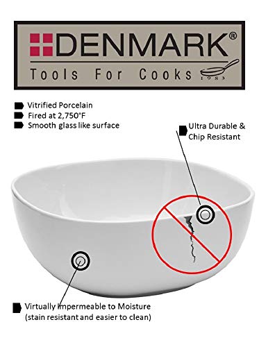 Denmark White Porcelain Chip Resistant Scratch Resistant Commercial Grade Serveware, 3 Piece Serving Bowl Set