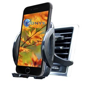 Onyx Air Vent Universal Smartphone Car Mount Holder - Cradle for Iphone 6 Plus /5S, Samsung Galaxy S5 S4 S3 Note 3 and other Smartphones unto 4.0" wide - Black