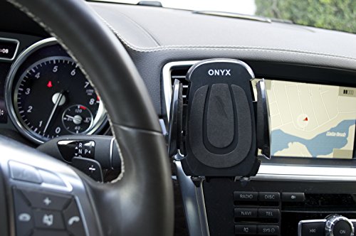 Onyx Air Vent Universal Smartphone Car Mount Holder - Cradle for Iphone 6 Plus /5S, Samsung Galaxy S5 S4 S3 Note 3 and other Smartphones unto 4.0" wide - Black