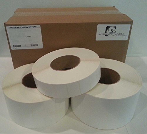 LabelRack 1.75" x 2.5" Topcoated Thermal Transfer Labels with 8" O.D. Perfed Each, Wound Out, 3" Core, 2500 Labels/Roll, 8 Rolls/Case - White