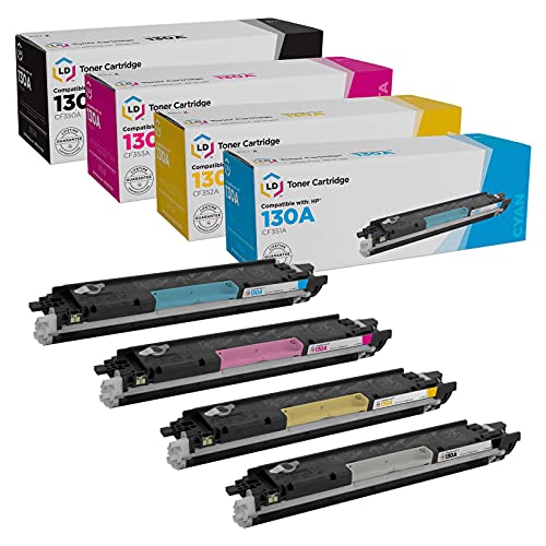 LD Products Remanufactured Toner Cartridge Replacement for HP 130A (Black, Cyan, Magenta, Yellow, 4-Pack)