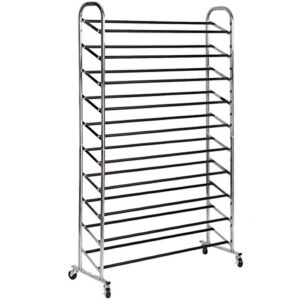 super buy 50 pair free standing 10 tier shoe tower rack chrome metal shoe rack new