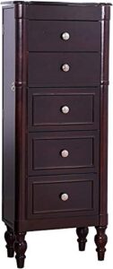 hives and honey scarlett jewelry armoire - elegant storage organizer for your precious pieces | solid wood, mirrored lid | anti-tarnish felt lining | espresso finish