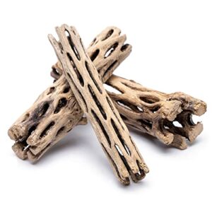 substratesource natural cholla wood logs - driftwood for aquariums, fish tanks, shrimp, hermit crabs, reptiles - 4 and 6 inch pieces (4 inch (3 pack))