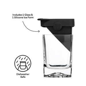 Corkcicle Premium 9 oz Double Old Fashioned Whiskey Glass with Silicone Ice Mold, Perfect for Chilling Whiskey, Bourbon, Tequila, and Scotch