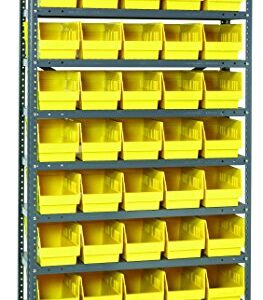 Quantum Storage Systems 1275-202YL Store More Steel Shelving Unit with 6" Shelf Bins, 12" D x 36" W x 75" H, Yellow