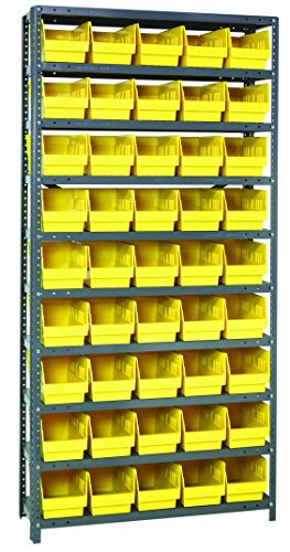 Quantum Storage Systems 1275-202YL Store More Steel Shelving Unit with 6" Shelf Bins, 12" D x 36" W x 75" H, Yellow