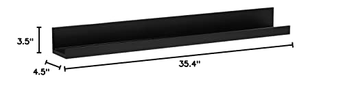 InPlace Shelving, 09084680, Floating Shelf with Picture Ledge, 35.4 Inches Wide x 4.5 Inches Deep x 3.5 Inches High, Black